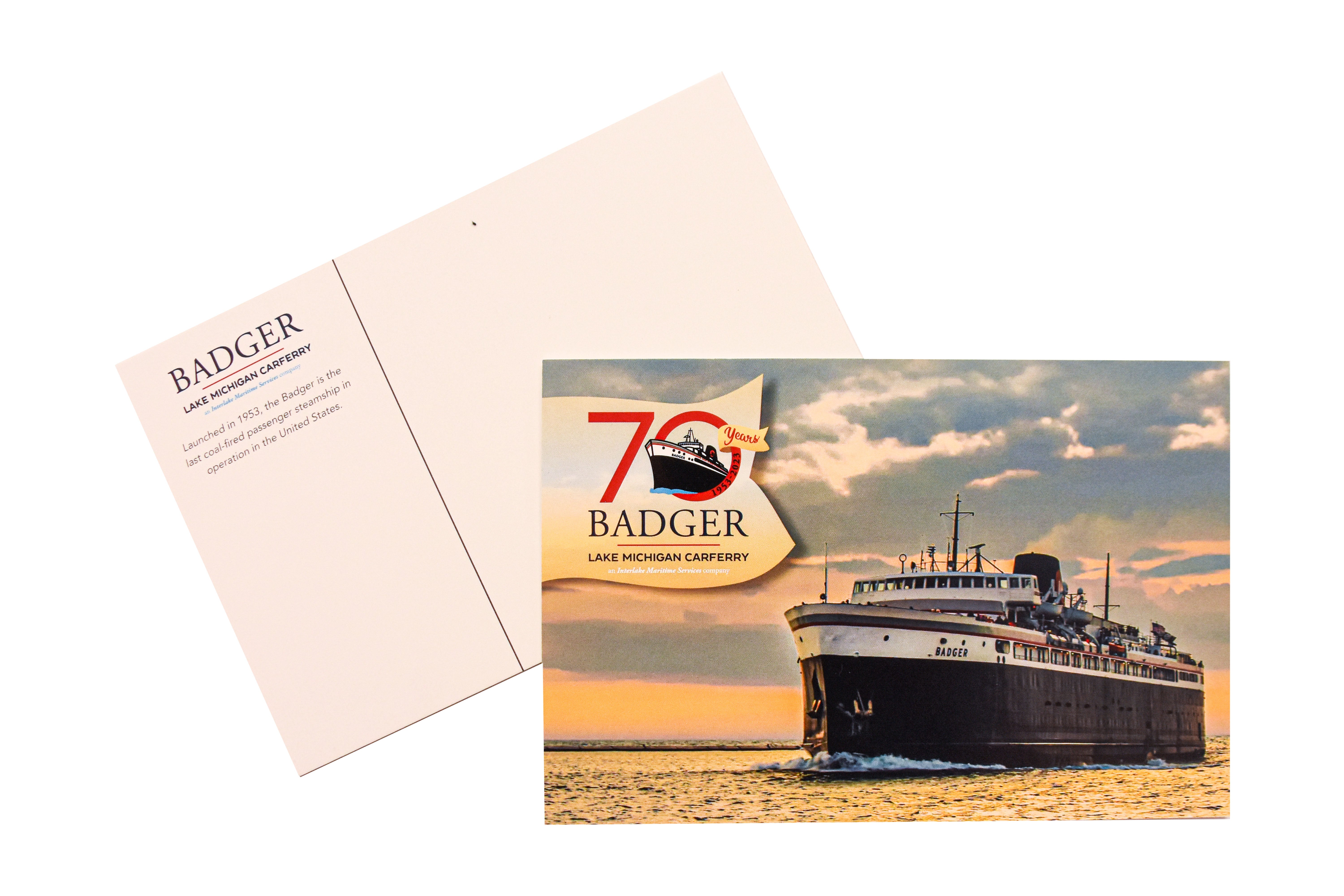 BADGER 70 Year Post Card | Lake Michigan Carferry Inc